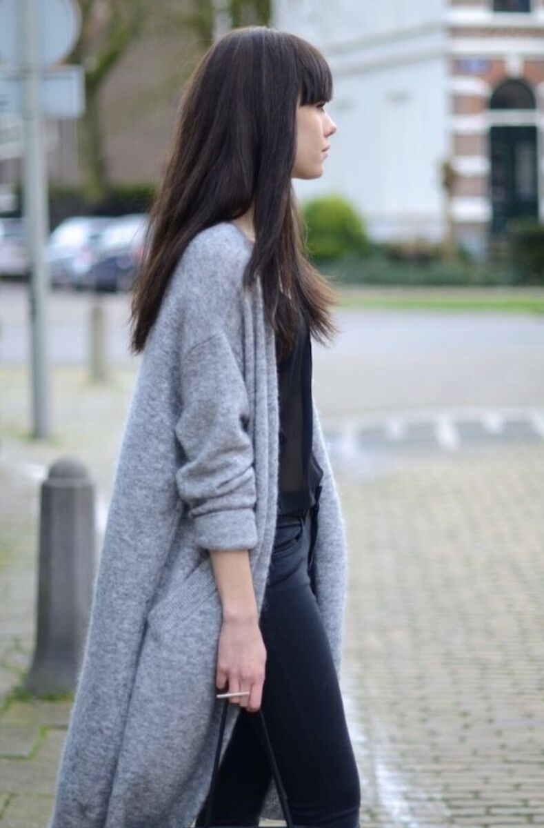 ACNE STUDIOS Raya Mohair / Wool Blend Long Cardigan Grey ACNE STUDIOS Raya Mohair / Wool Blend Long Cardigan Grey