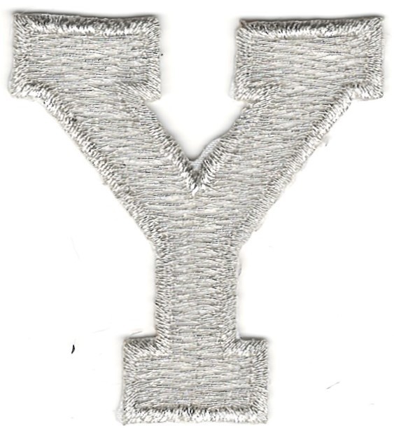 1 7/8" Bright Metallic Silver Monogram Block letter Y Embroidery Patch ...