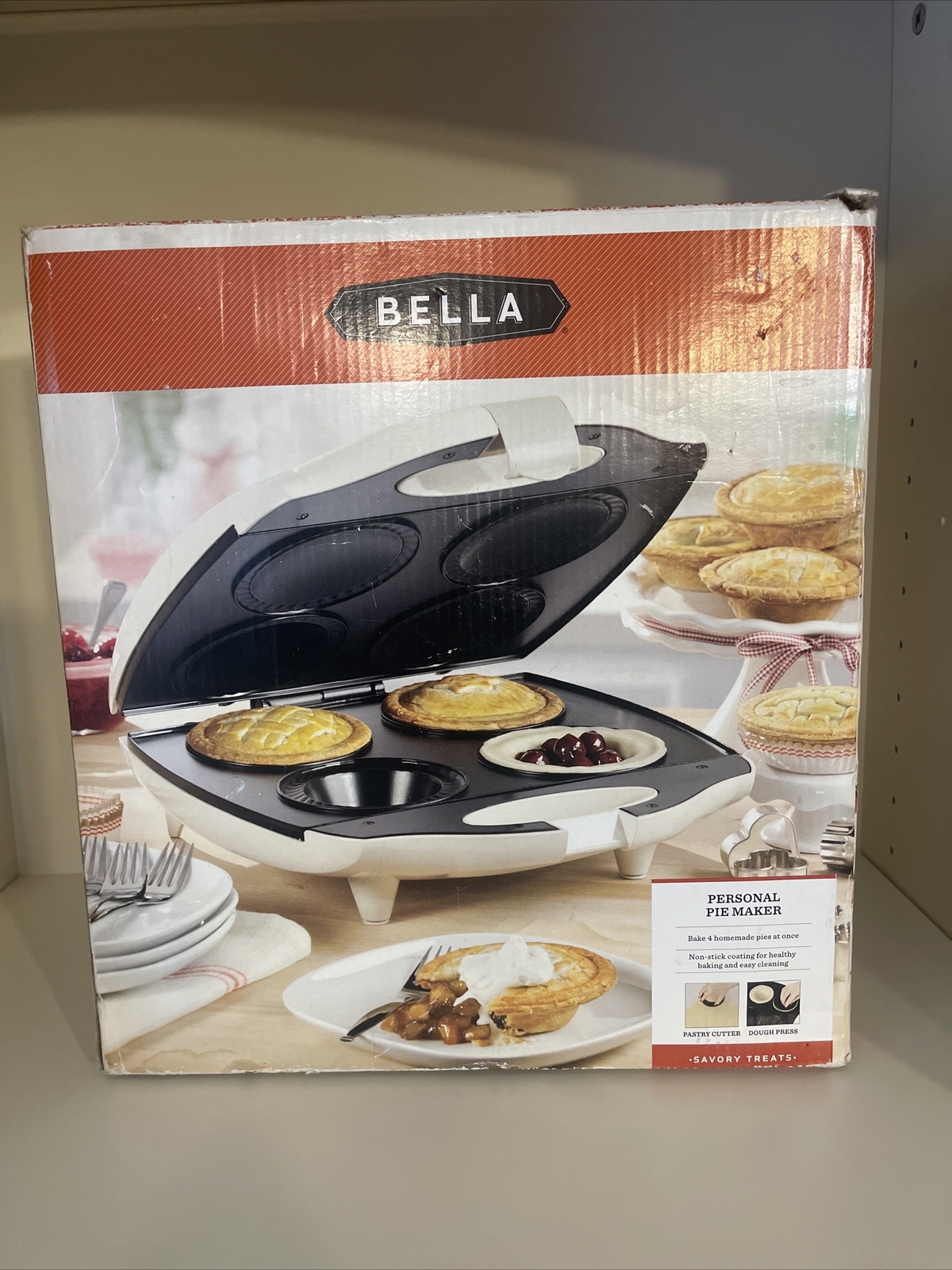 Sensio Bella Personal 4 Slot Pie Maker Non-stick Model Kp8104 Item ...