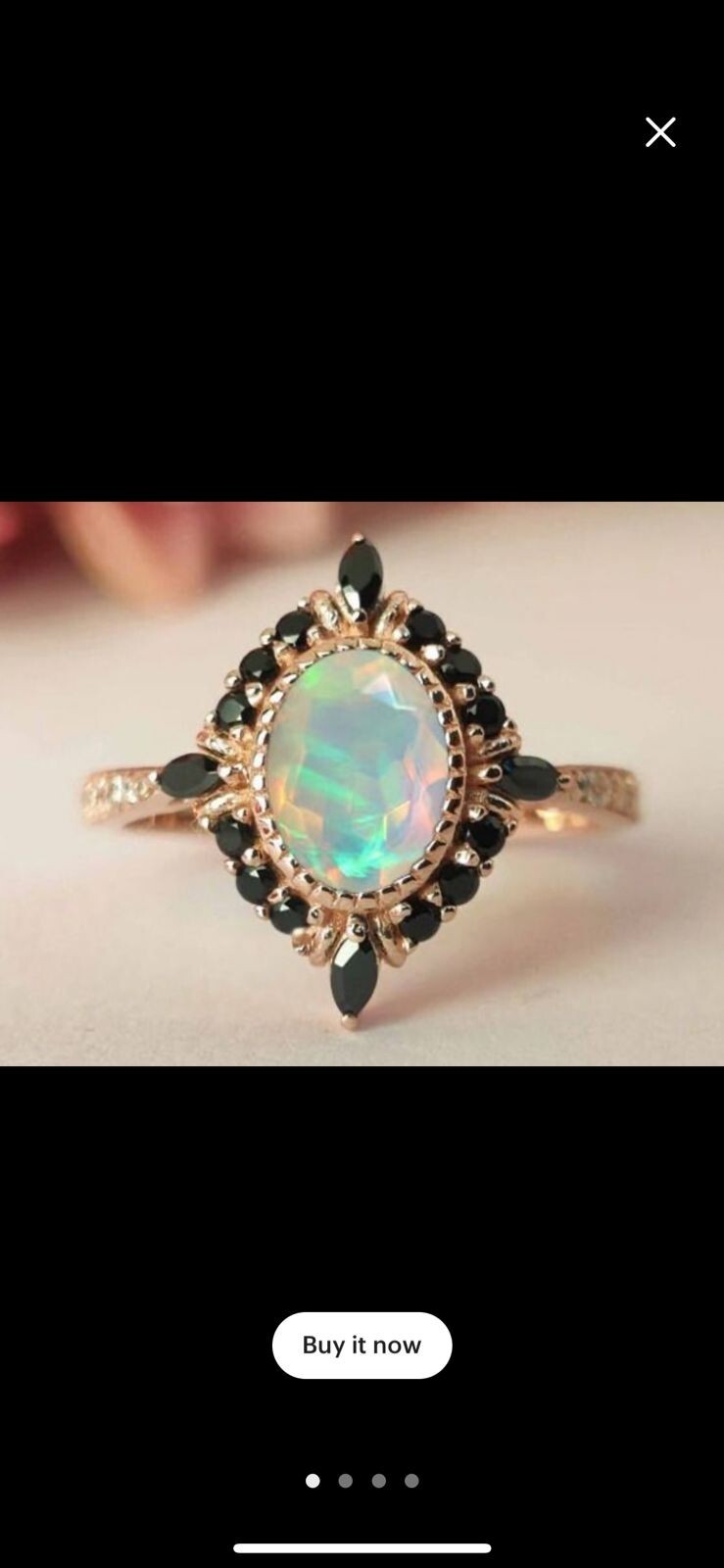 Natural Opal Ring With Black Onyx, Onyx And Opal Ring Wedding Ring ...
