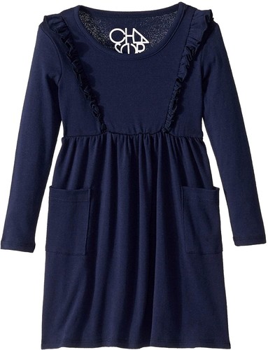 Chaser Kids 256923 Girl's Baby Rib Long Sleeve Ruffle Dress Pockets ...