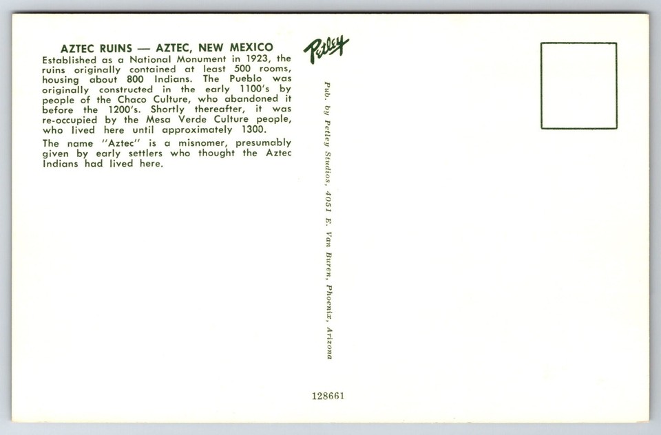 New Mexico Aztec Ruins Vintage Postcard | eBay