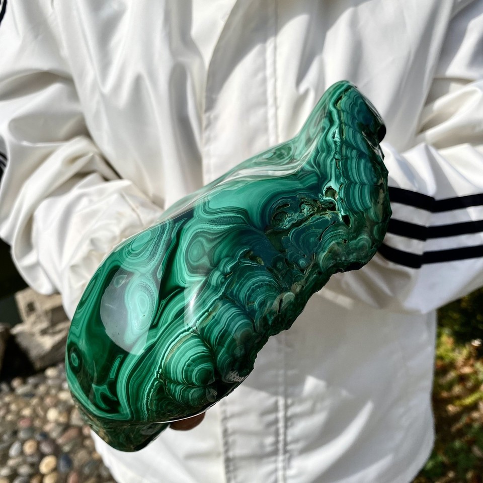6.4LB Large Natural Polished Malachite Geode Crystal Free form Rough ...
