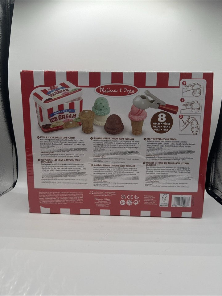 Melissa and Doug Ice Cream Scoop + Stack Cone Magnetic Play Set ...