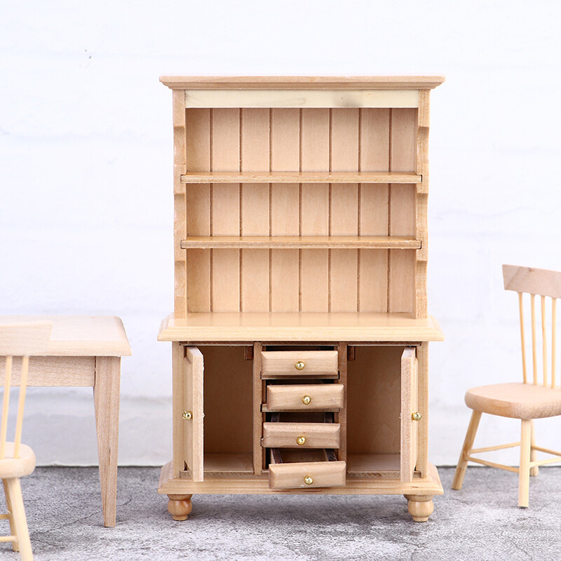 1:12 Dollhouse Miniature Wood Display Cupboard Shelf Cabinet decoration ...