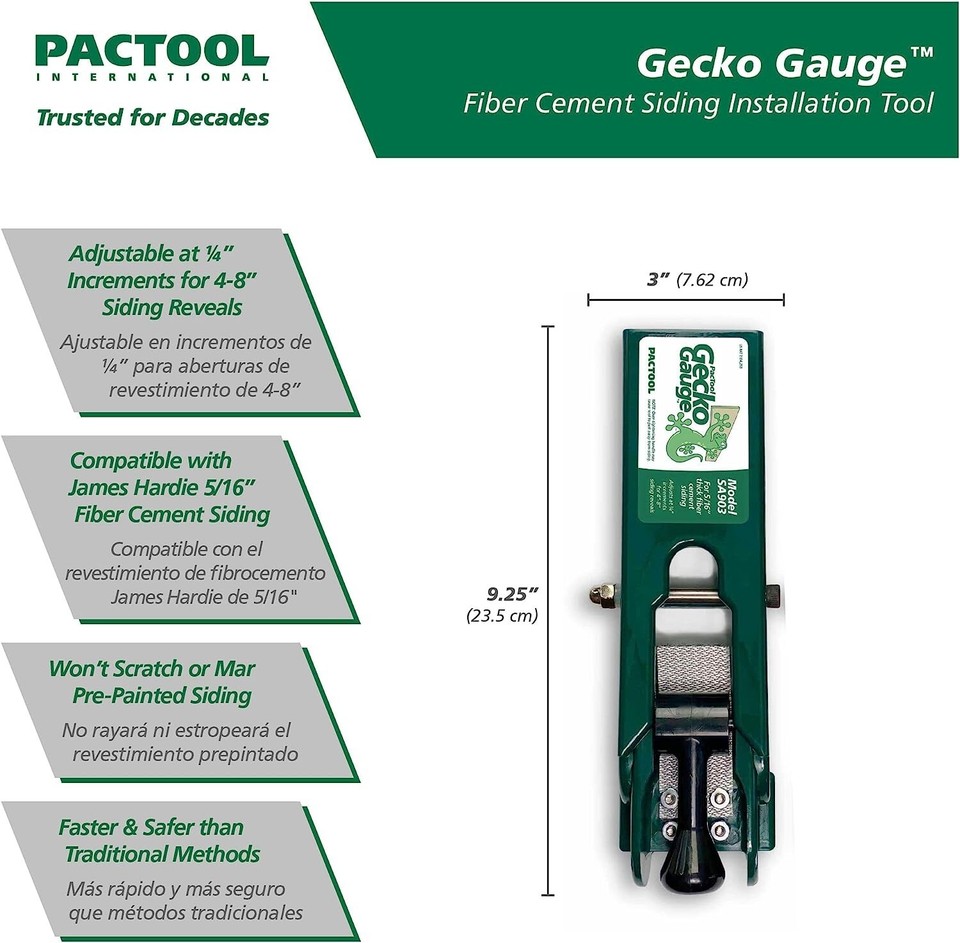 PacTool SA903 Gecko Gauge Siding Mounting Kit - For Use with 5/16-Inch ...