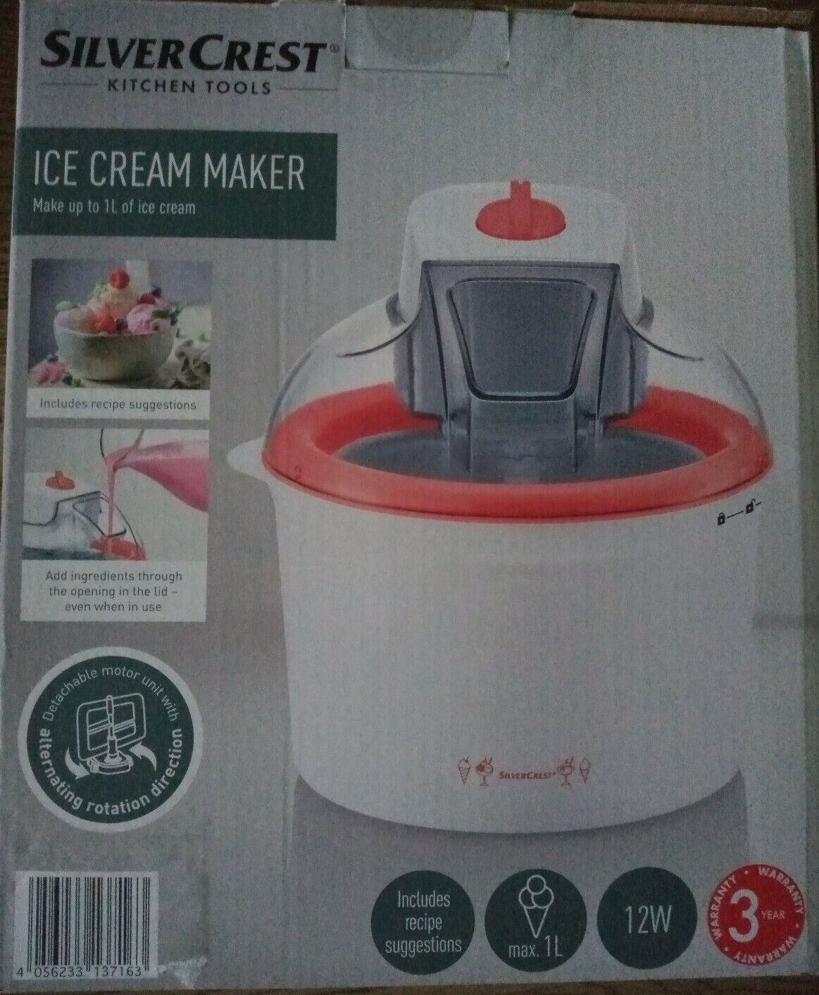 Silvercrest 1 Litre Frozen Bowl Electric Ice Cream Maker MINT Green ...