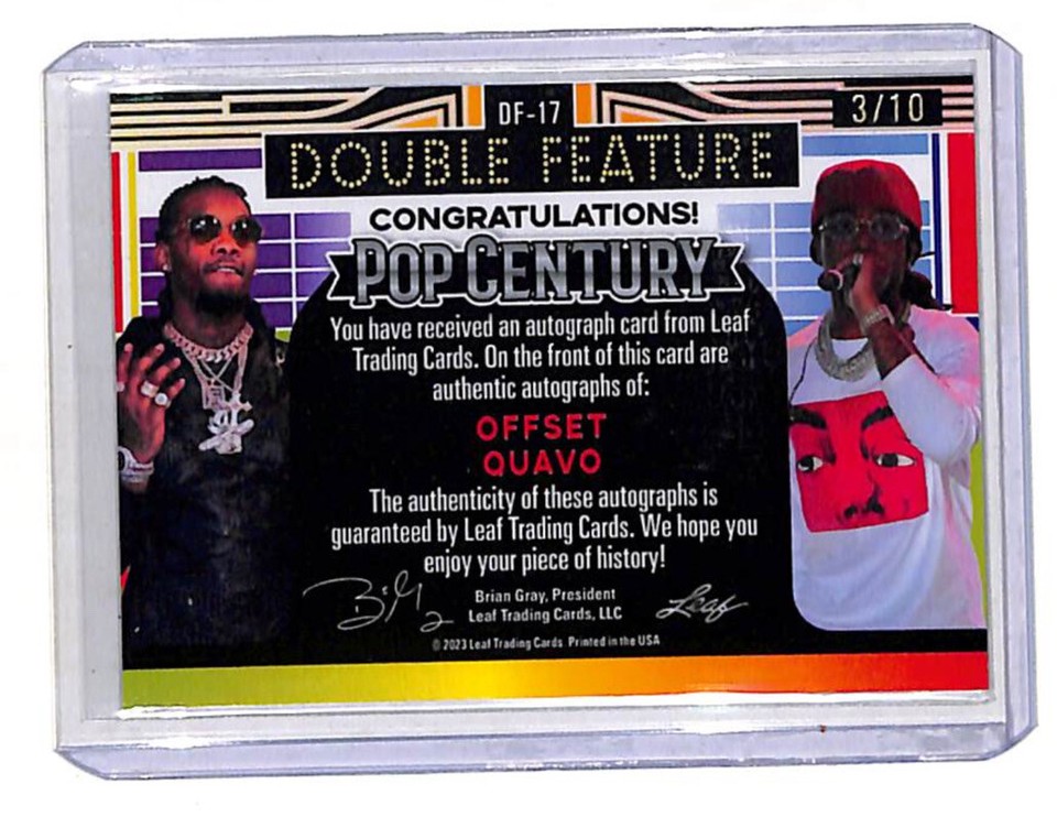 2023 Leaf Pop Century Offset & Quavo 3/10 Dual Auto Autograph Card The ...