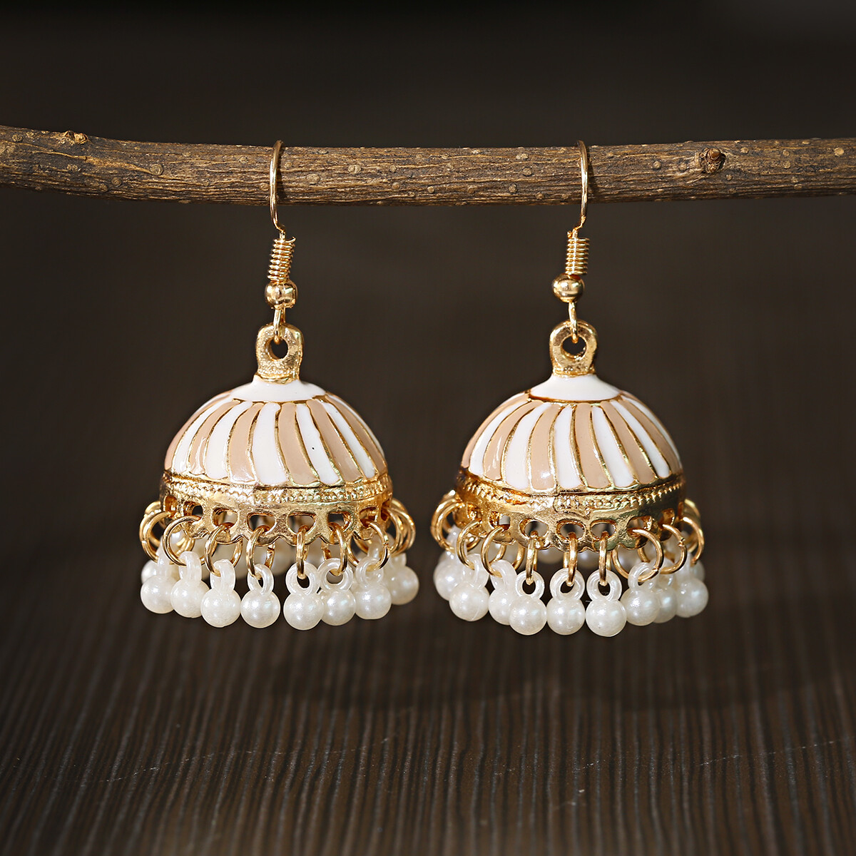 Bohemian Women's Earrings Vintage Indian Tribal Golden Striped Bell ...
