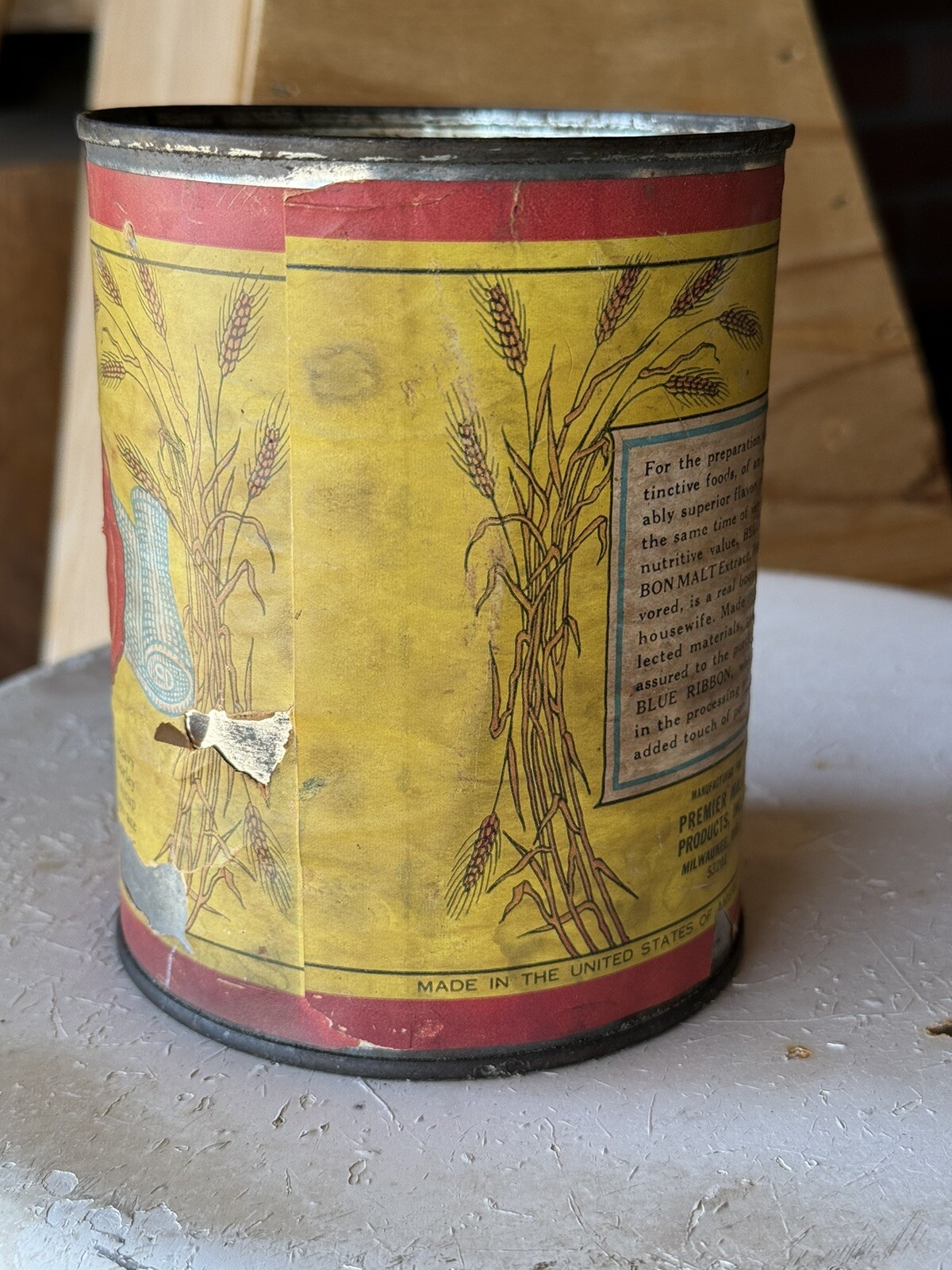 Vintage Pabst Blue Ribbon Tin Can Malt liquor antique Canned Goods ...