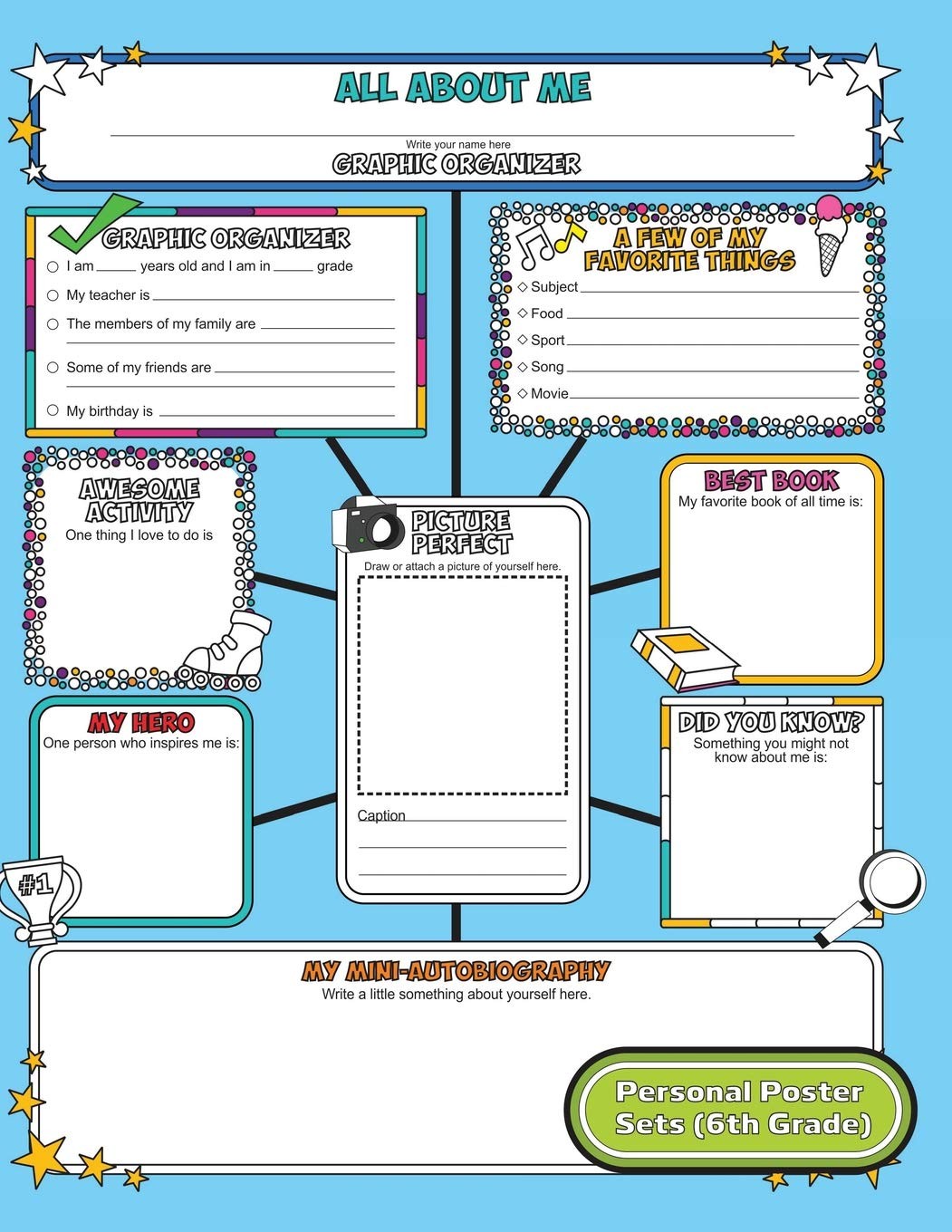 PERSONAL POSTER SETS (6TH GRADE): ALL ABOUT ME FILL IN GRAPHIC ORG ...