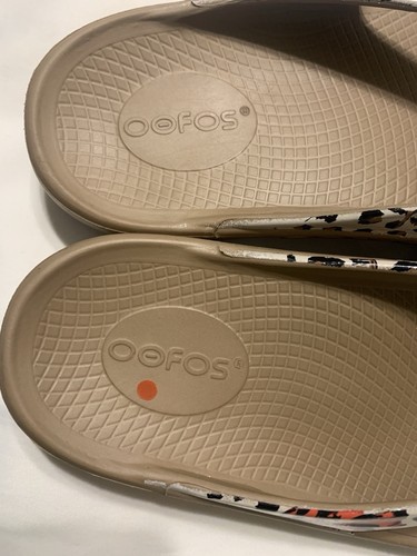 Oofos Oolala Leopard Floral Slide Recovery Comfort Sandals Women's 10 ...