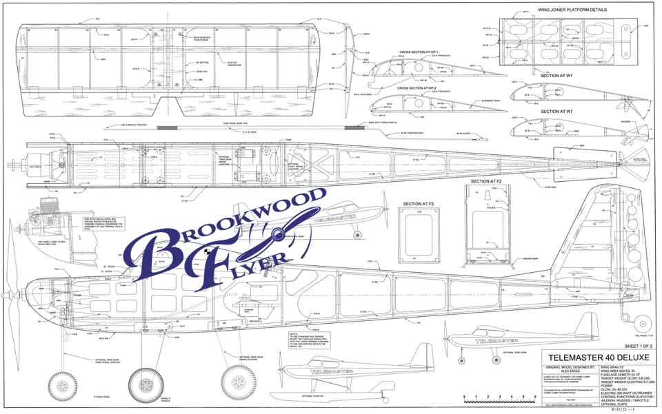 TELEMASTER 40 DELUXE PLAN & Construction Manual to Build 73” RC Model ...