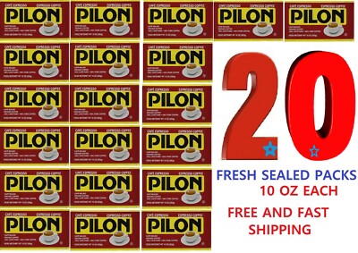 Cafe Pilon Coffee Ground espresso coffee (20 Packs) 10 oz each Black ...