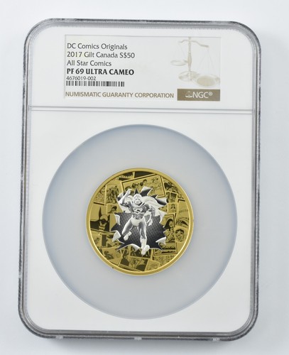 2017 Canada 50 Dollars Silver Gilt DC Comics All Star Comics PF69 UCAM ...
