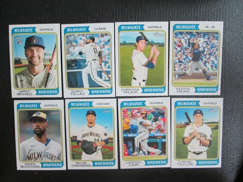 2023 Topps HERITAGE TEAM SET Milwaukee Brewers (11 cards) series 1 & 2 ...