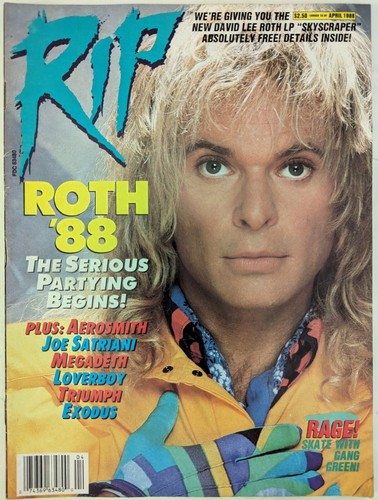 RIP Magazine April 1988 David Lee Roth, Aerosmith, Loverboy, Metallica ...