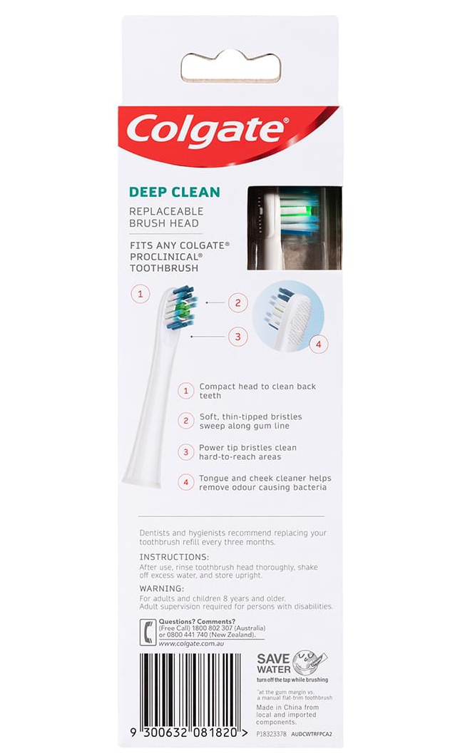 2 Pack Colgate ProClinical Deep Clean & Charcoal Replacement Brush ...