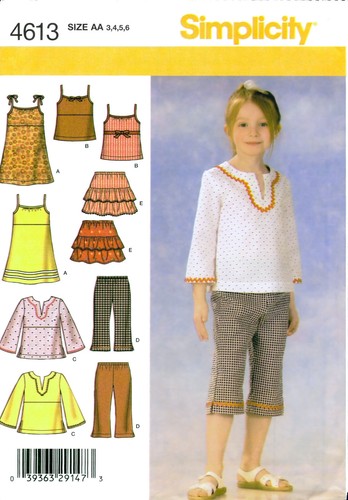 Simplicity 4613 Sewing Pattern Dress Tops Capri Pants Mini Skirt Panty ...