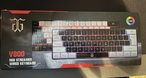 Snpurdiri V800 RGB Streamer Wired Gaming Backlit Single Zone Keyboard ...