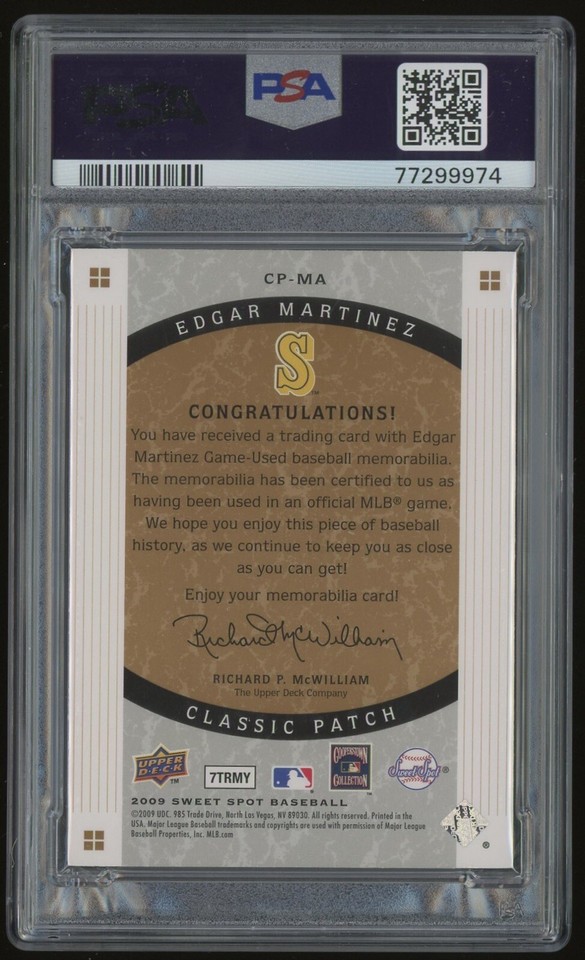 2009 Upper Deck Sweet Spot Classic Jumbo Edgar Martinez /44 Patch Jersey PSA 8 | eBay
