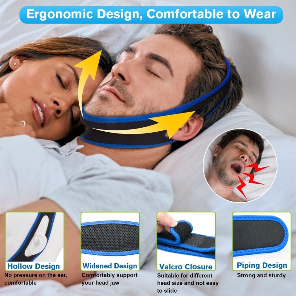 2 Pack Anti Snore Chin Strap Stop Snoring Belt Sleep Apnea Support ...