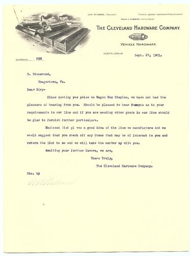 Cleveland OH Hardware Company Letterhead Invoice 1901 e1-46 | eBay