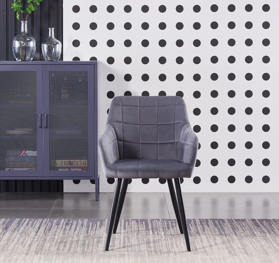 Velvet Padded Dining Chair Accent Designer Chair with/without Arms Set ...