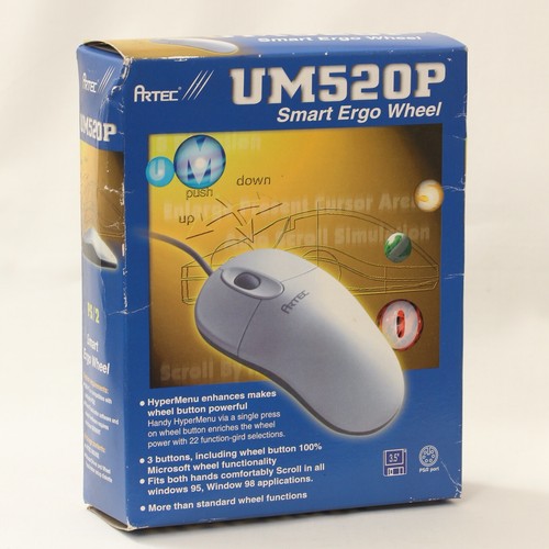Vintage ARTEC UM520P Smart Ergo Wheel PS/2 Computer Mouse w/ Scroll ...
