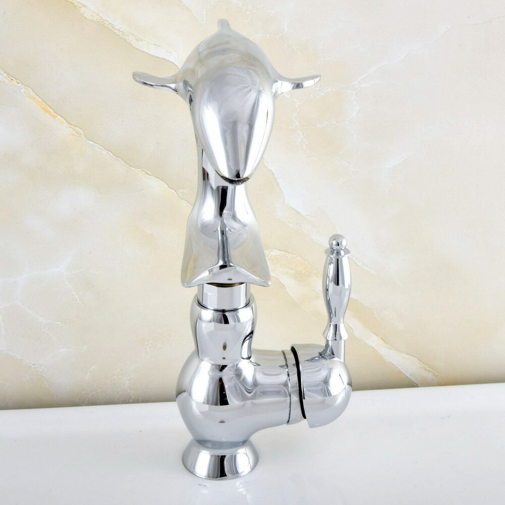 Polished Chrome Dolphin Shape Bathroom Kitchen Sink Faucet Mixer Tap ...