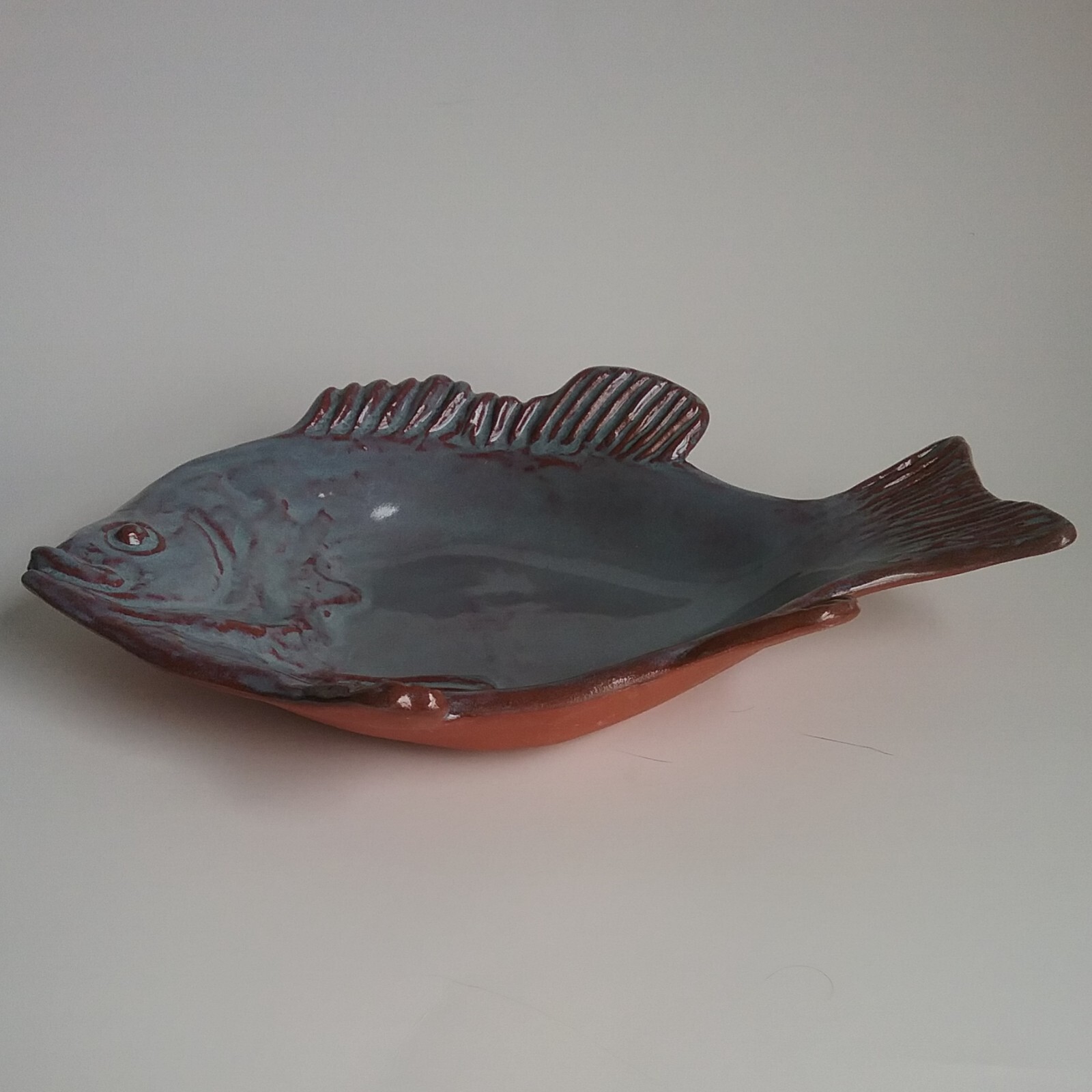 Vintage Thora Ovenware Terracotta Fish Blue Glaze | eBay
