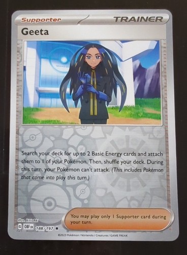 🔥 Pokemon SV Obsidian Flames Geeta 188 Reverse Holo Rare card Trainer ...