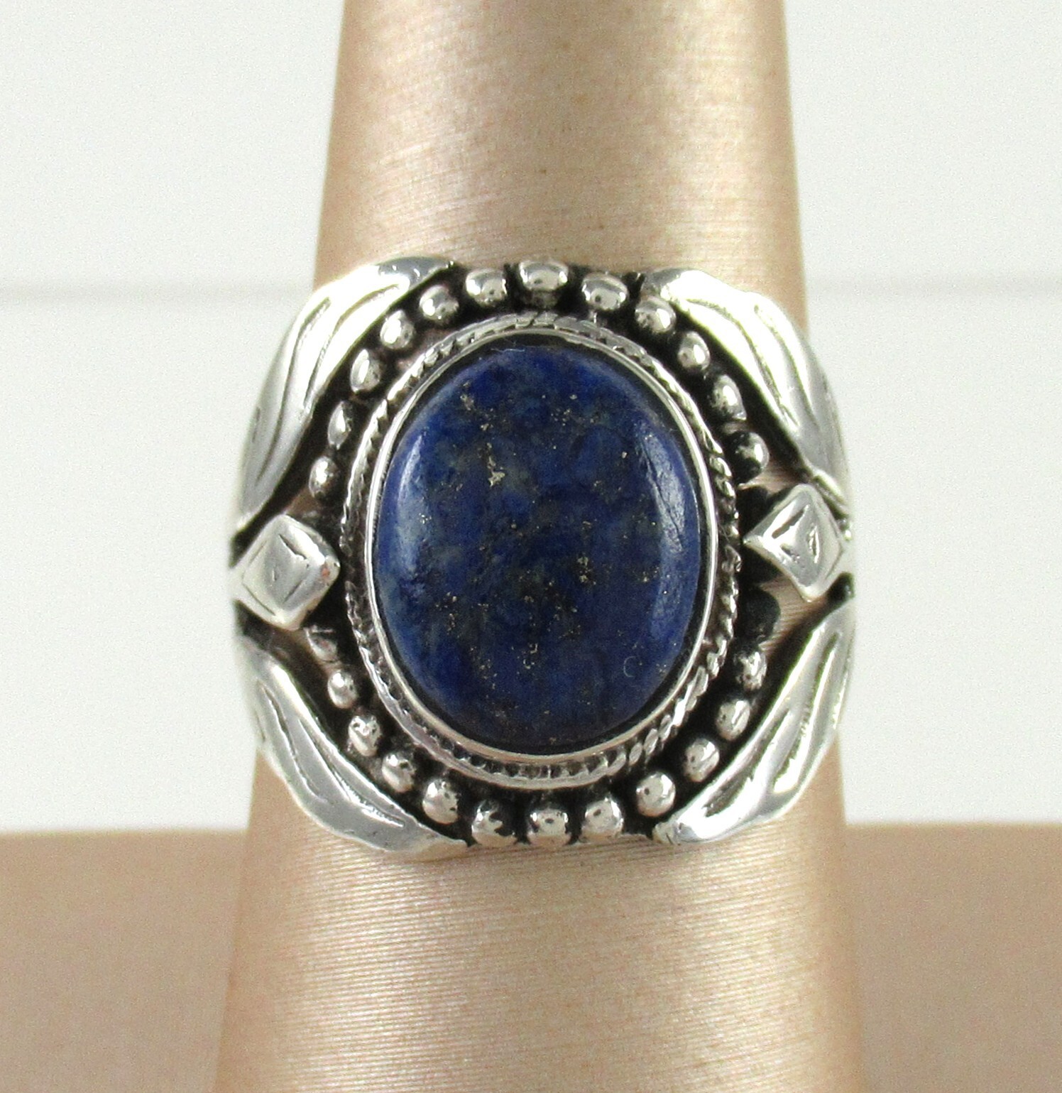 .925 Sterling Silver Lapis Statement Ring Ornate Deta… - Gem