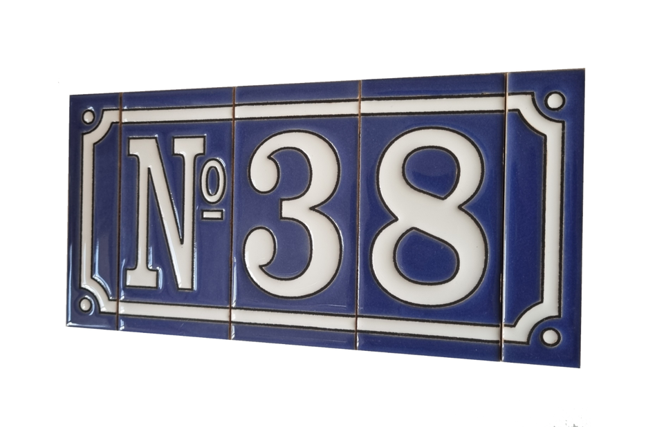 French Styled Hand-painted Blue Custom Address Ceramic Number Tiles 11 ...