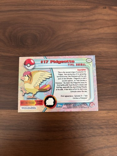 Pokémon Topps #17 Pidgeotto Holo Foil 1st Edition Blue Logo 1999 TV ...
