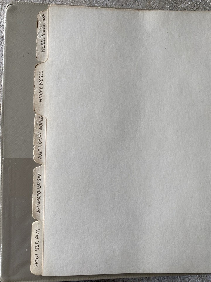 Vintage EPCOT Center Binder 1980s WED Imagineering Tabs Disney World ...