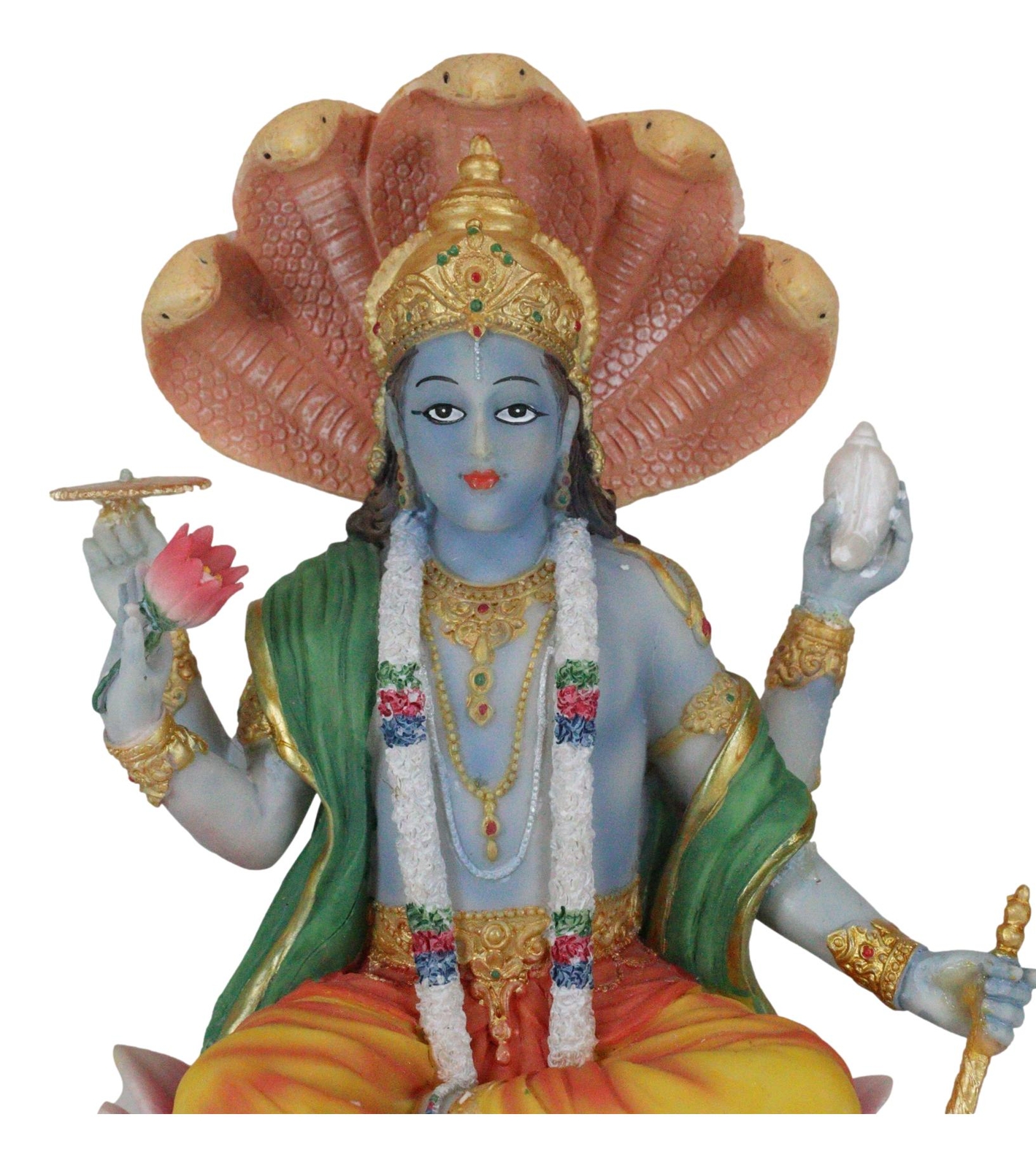 Hindu God Vishnu Vasudeva Sitting on Throne of Cobras Statue Preserver ...