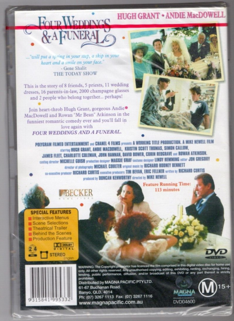 Four Weddings & A Funeral - DVD (Brand New Sealed) | eBay