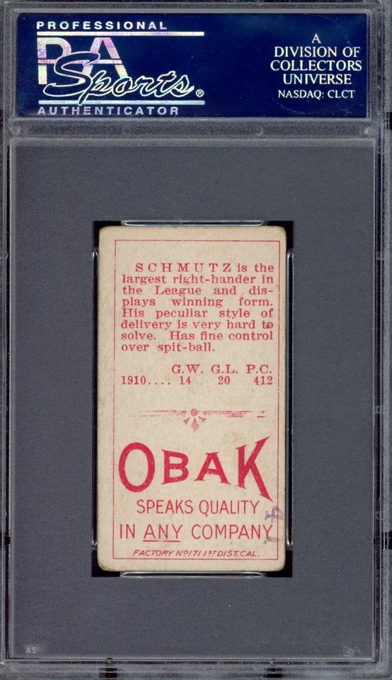 1911 T212 Obak Charles Schmutz NWL PSA 2.5 Good + STAMPED Tacoma | eBay