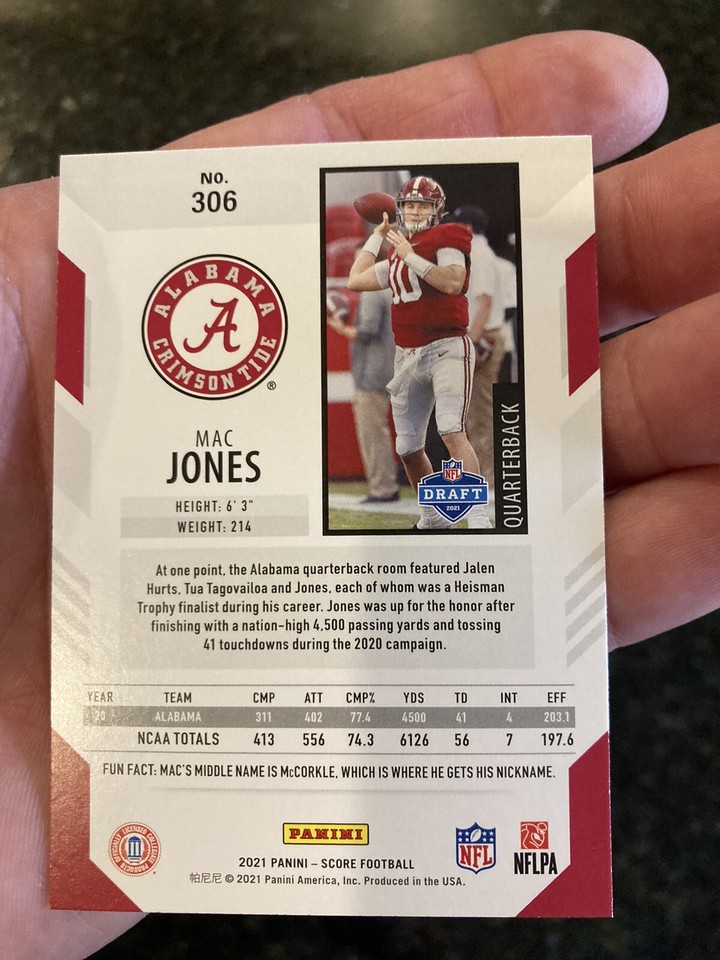 2021 Score Mac Jones #306 Rookie Card RC Patriots | eBay
