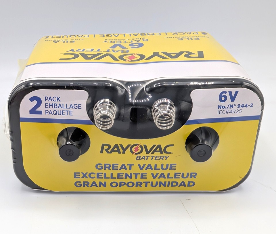 2 Pack 944-2R: 6-Volt Heavy Duty Lantern Battery with Spring Terminals ...