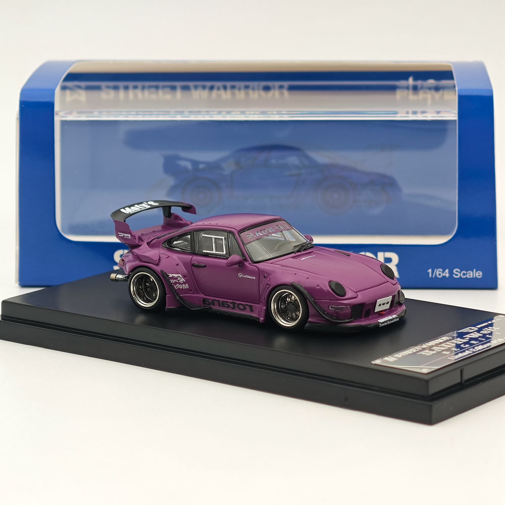 Street WARRIOR SW 1/64 Porsche RWB 993 Rotana Purple Diecast Models Car ...