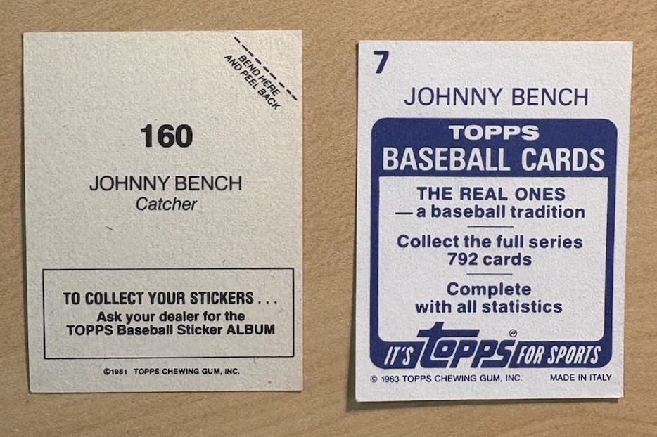 2 Johnny Bench 1980’s Topps Collectible Stickers, Cincinnati Reds | eBay