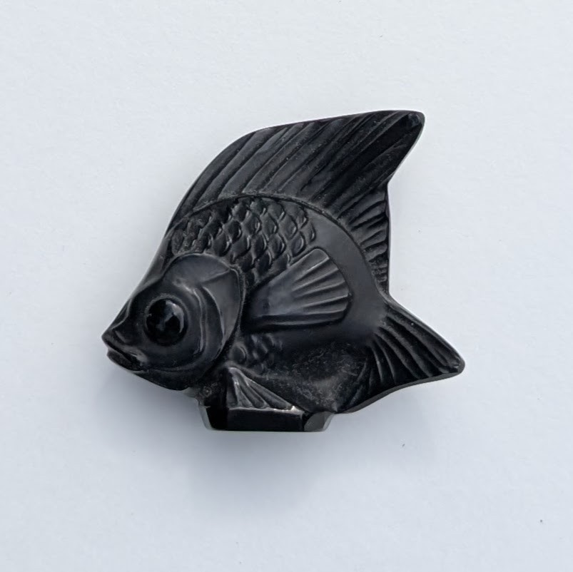 Lalique France Black Crystal Fish Sculpture RETIRED Cachet Poisson, Box ...