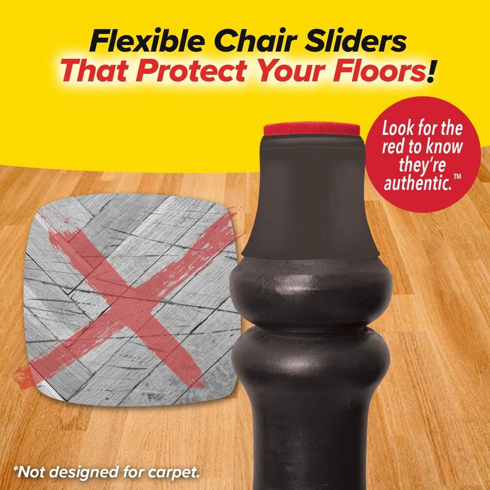 As Seen on TV BLACK Ruby Sliders Chair Leg Covers Protect Hard Floors ...