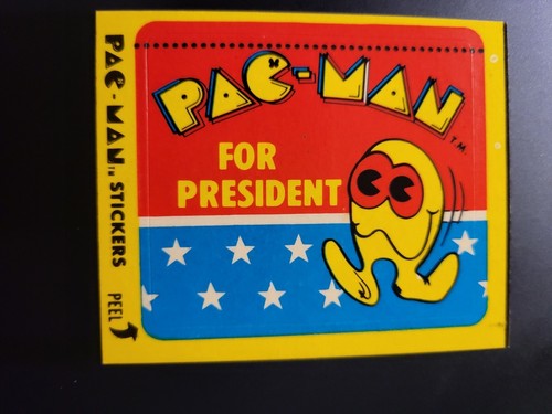 1980 Fleer PAC-MAN #12 FOR PRESIDENT Sticker card Bally Midway Video ...