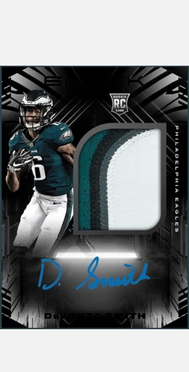 2021 Panini Black Rookie Patch Autograph DEVONTA SMITH RC RPA Digital ...