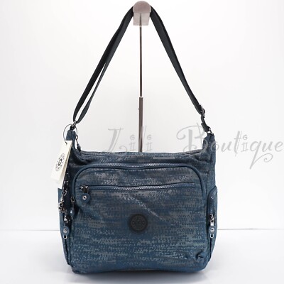 NWT Kipling KI1614 Gabbie Crossbody Bag Purse Polyamide Nylon Blue ...
