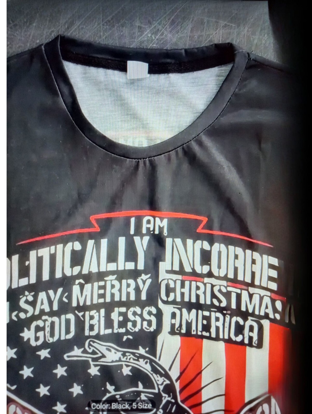 Politically Incorrect 2nd Amendment T-Shirt Black Bacon God Guns Flag ...