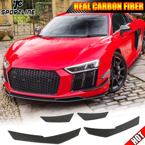 Fits Audi R8 V8 V10 2016-2018 Real Carbon Front Bumper Splitters Canard ...